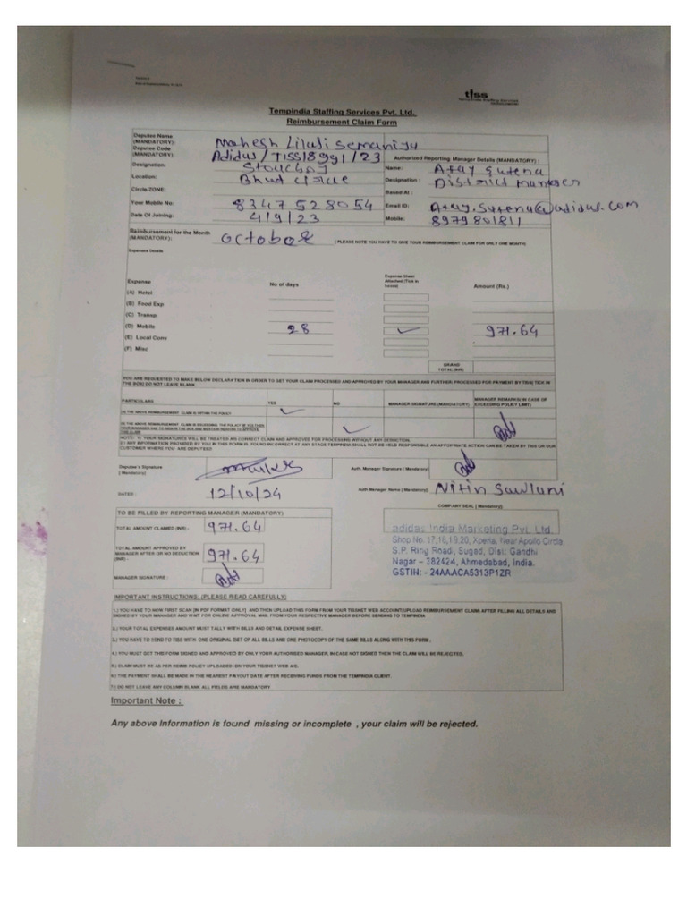 Mahesh Oct Bill | PDF