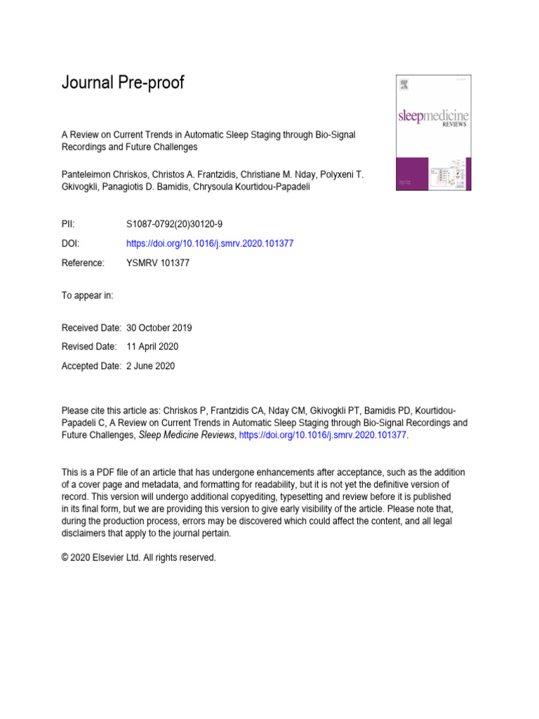 A Review On Current Trends in Automatic Sleep Staging Through Bio ...