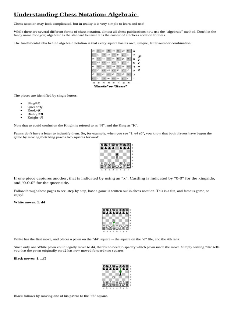 Understanding Chess Notation1 | PDF | Chess | Board Games