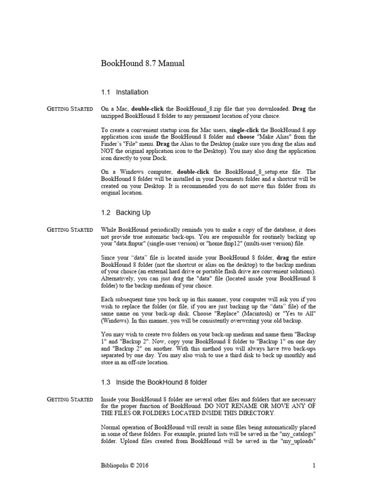 BookHound 8 Manual | PDF | Menu (Computing) | Computer File