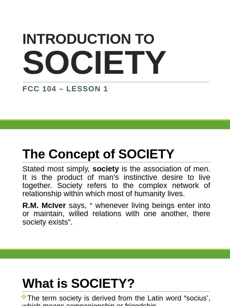 Fcc104-L1-Introduction To Society | PDF | Society | Agriculture