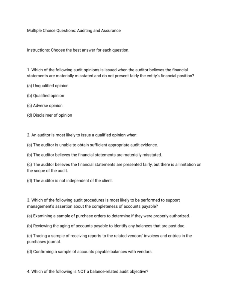 Mcq | PDF | Audit | Auditor's Report