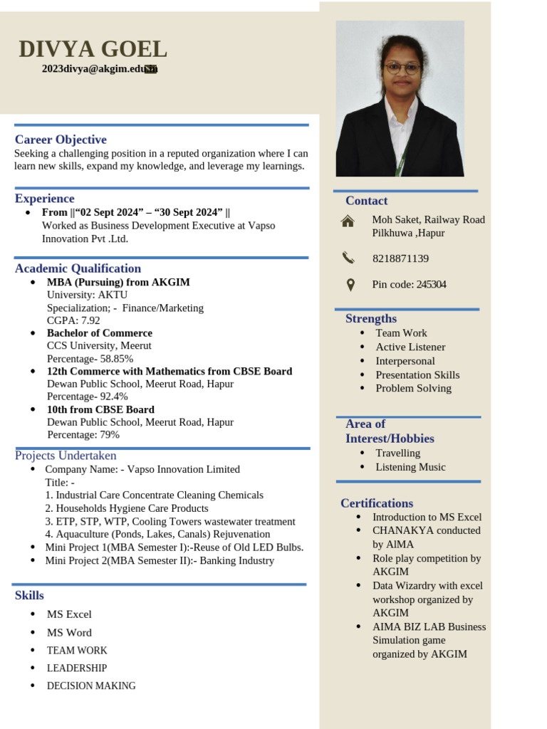 Divya Goel Resume _ | PDF
