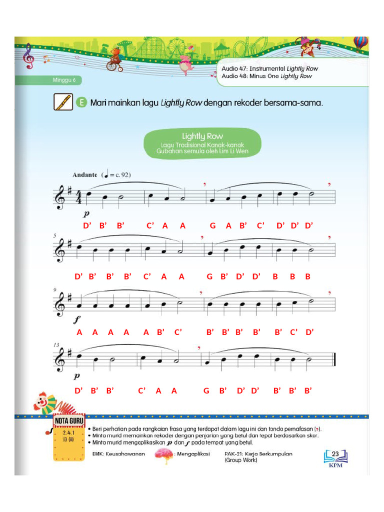 Skor Rekoder Lightly Row Tahun 5 | PDF