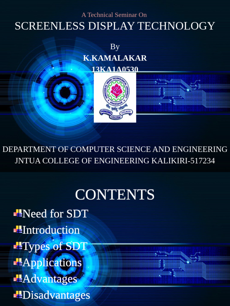 Screenless Display Technology: K.Kamalakar 13KA1A0530 | PDF ...