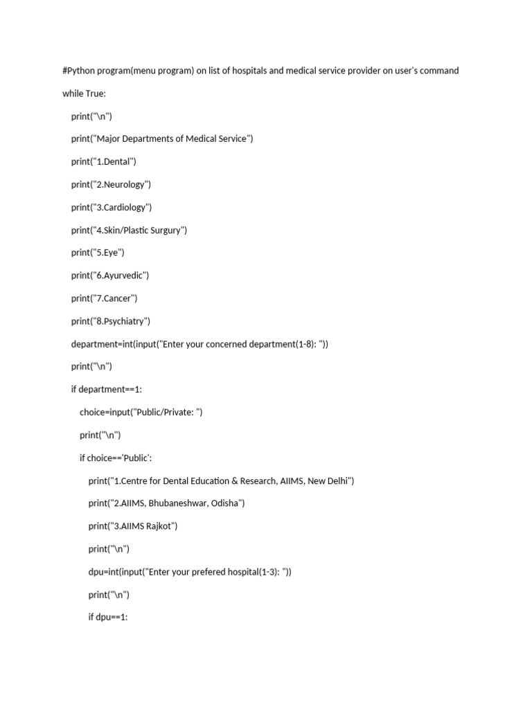 python program (1) | PDF | Healthcare | Health Care