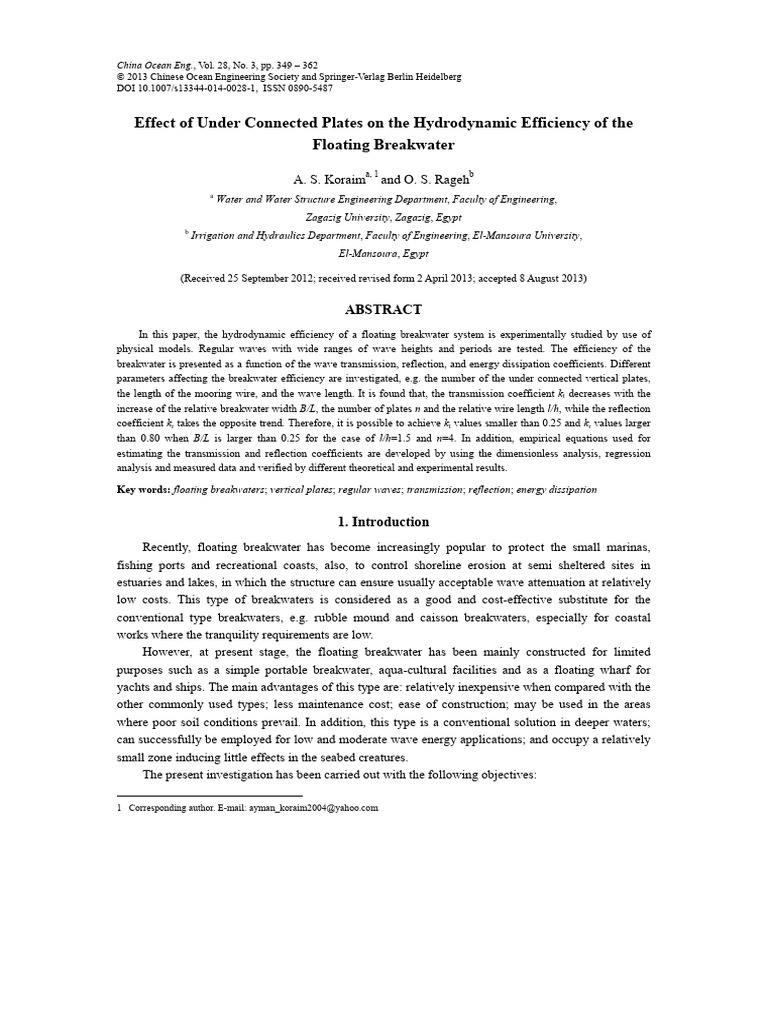 P - Effect of Under Connected Plates On The Hydrodynamic Efficiency of ...