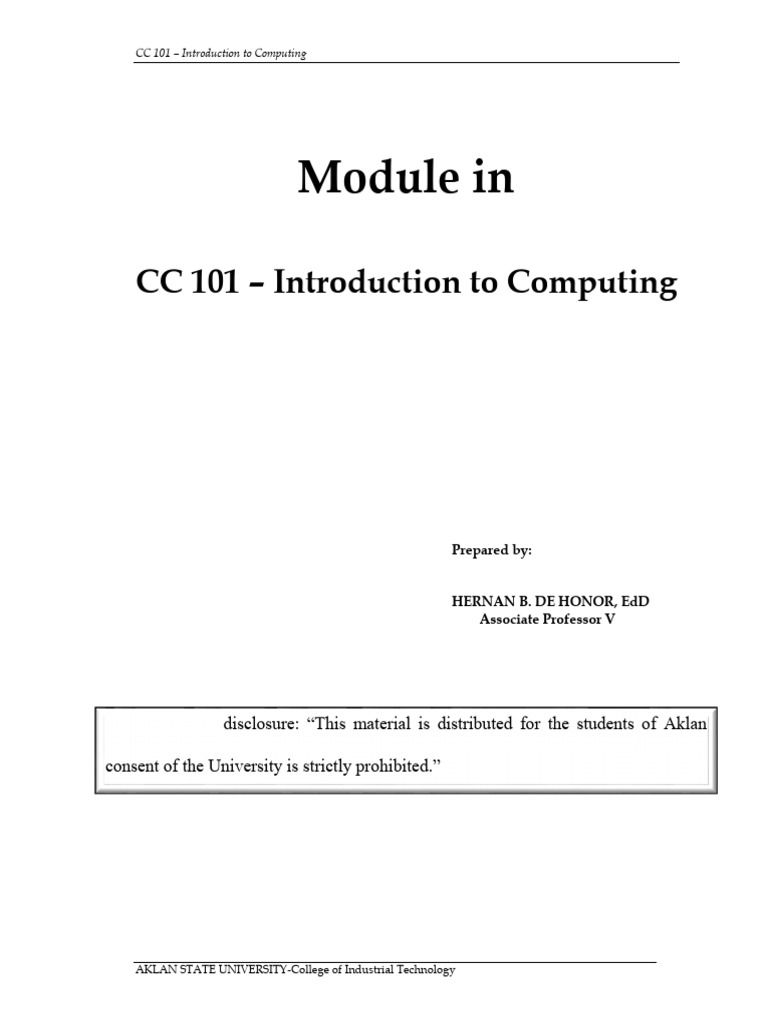 Module-1-CC-101 | PDF | Printer (Computing) | Computer Keyboard
