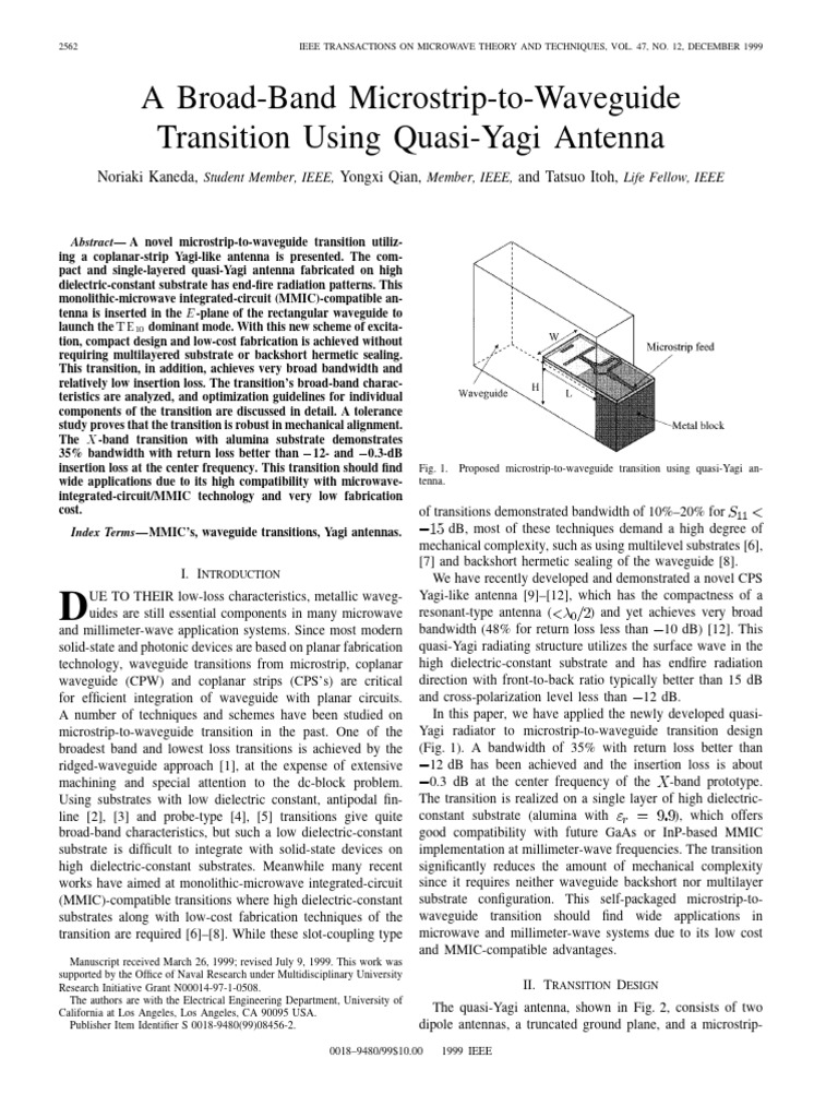 A Broad Band Microstrip To Waveguide Tra Pdf Antenna Radio Electrodynamics