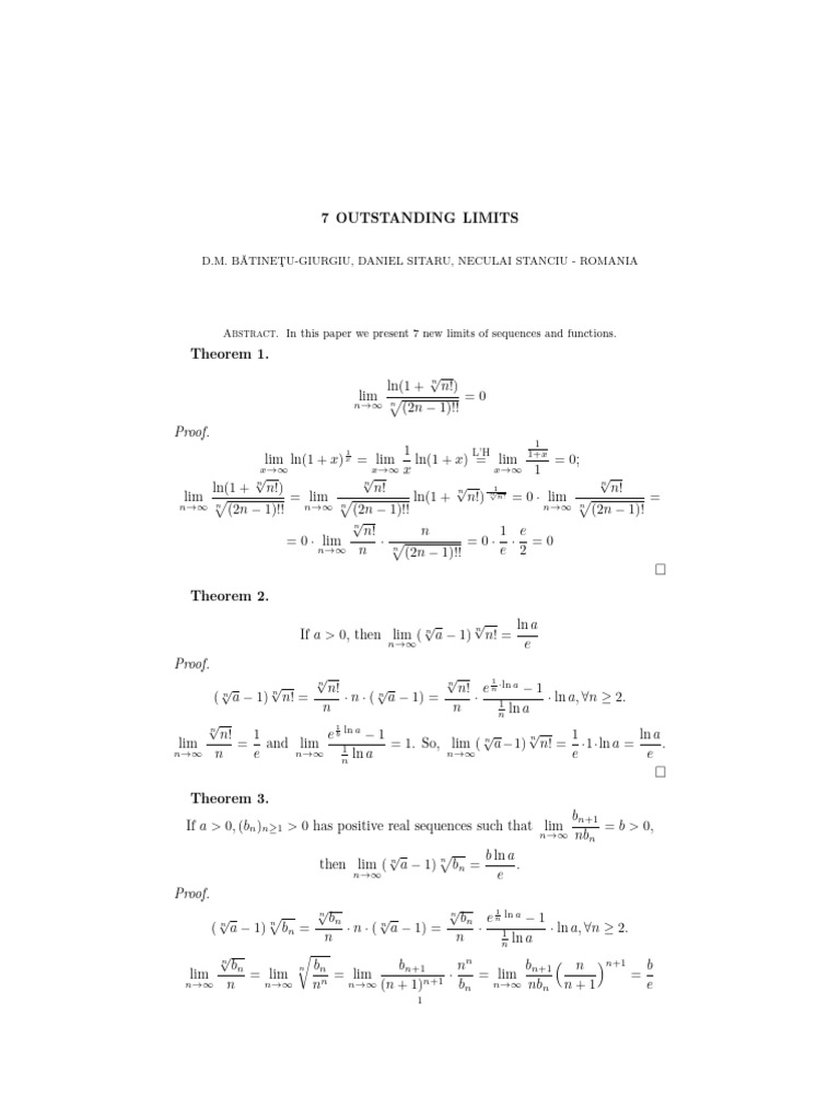 7-OUTSTANDING-LIMITS | PDF | Mathematical Objects | Mathematics
