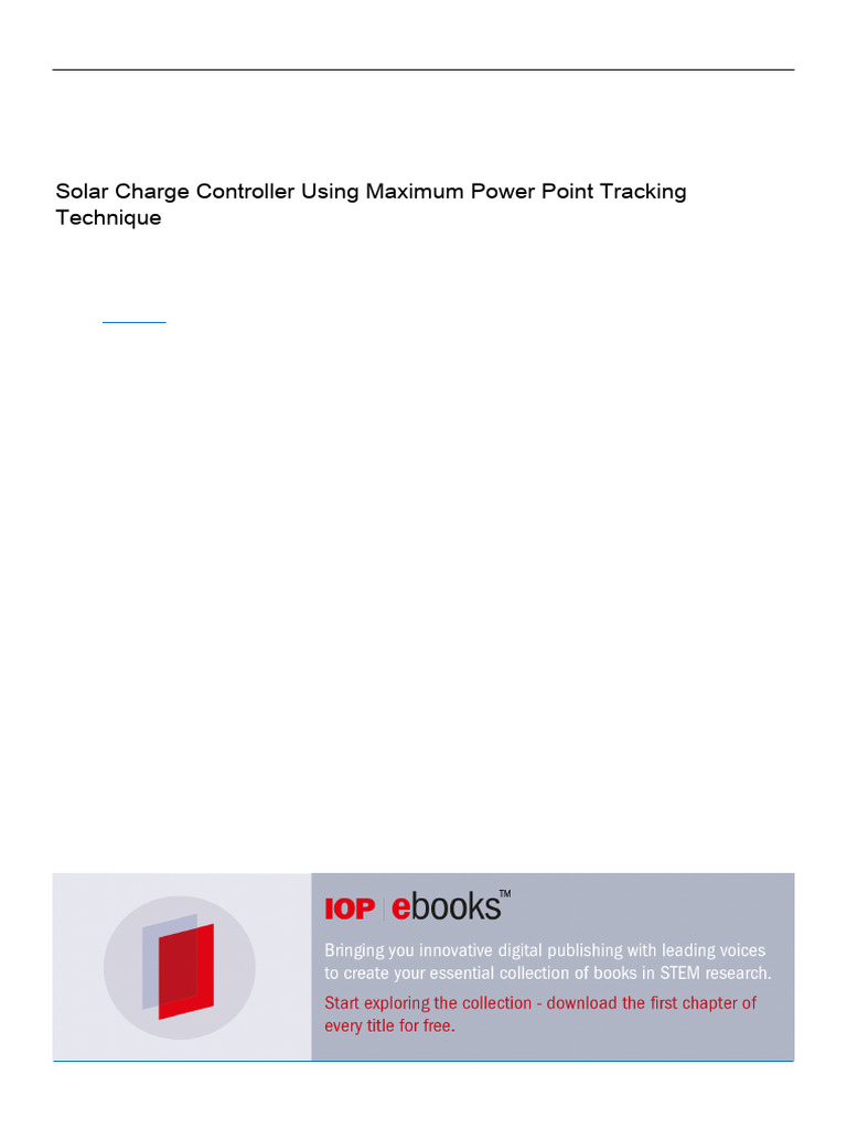 Solar Charge Controller Using Maximum Power Point Pdf Electronics Physical Quantities