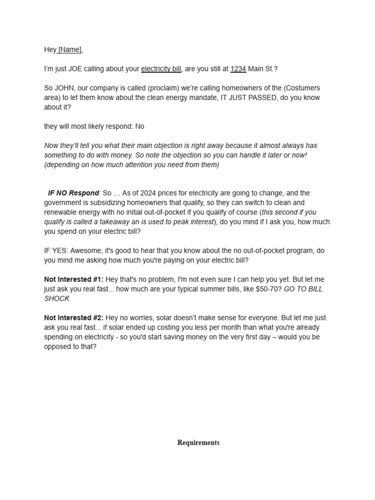 Cold Calling Script | PDF