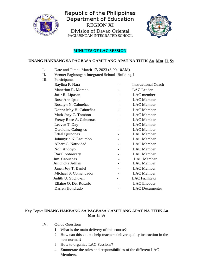 Lac Minutes Rpms | PDF | Human Communication