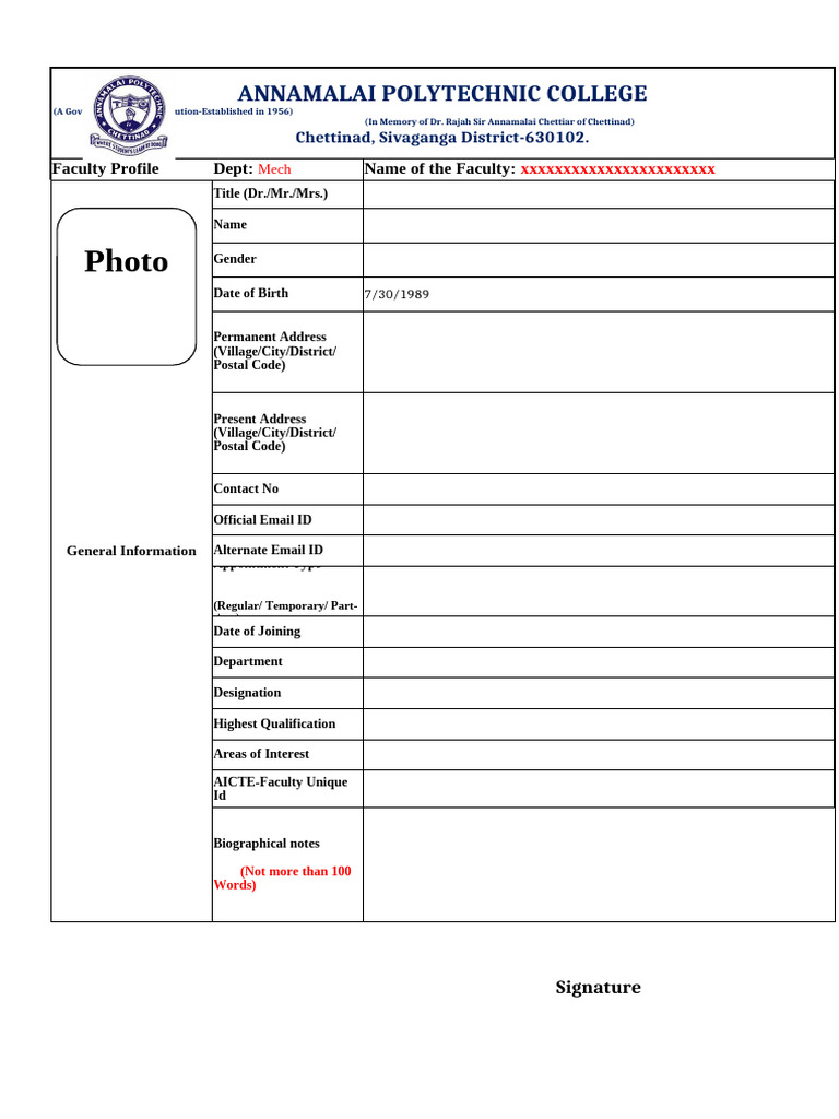 Dept Name - Faculty Name | PDF | Academia