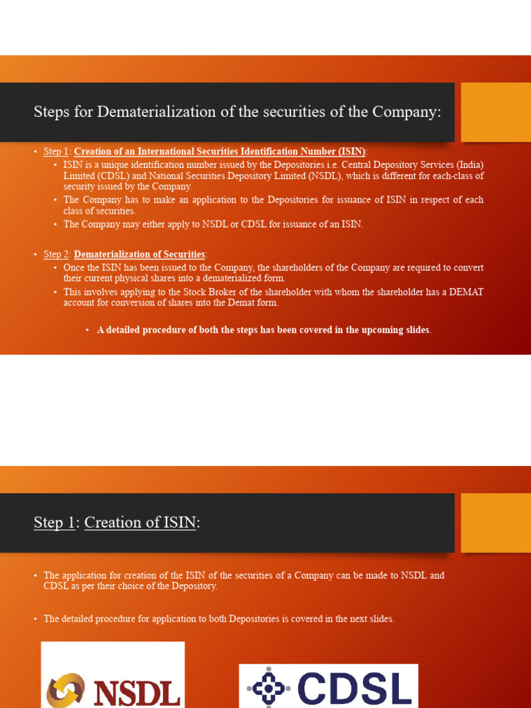 Demat Process | PDF | Securities (Finance) | Corporations