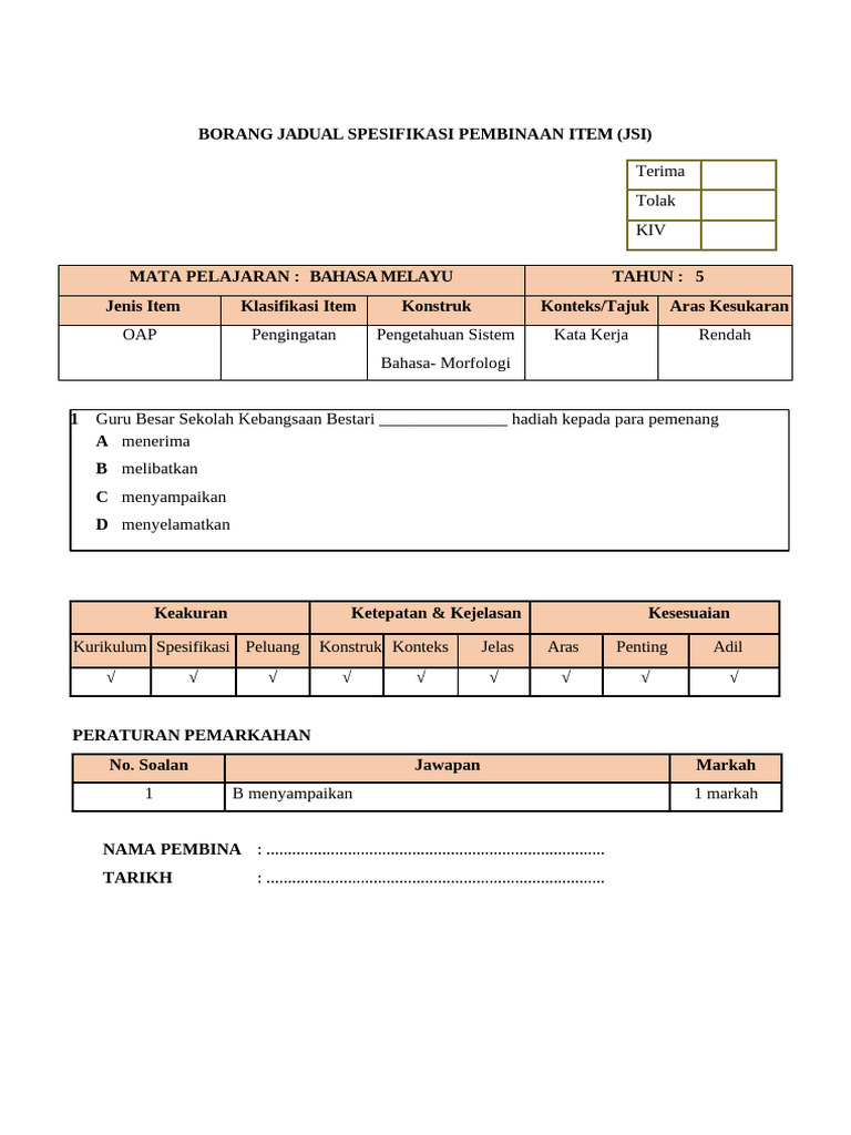 JSI BM Tahun 5 | PDF