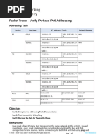 13.2.6 Packet Tracer - Verify IPv4 and IPv6 Addressing | PDF