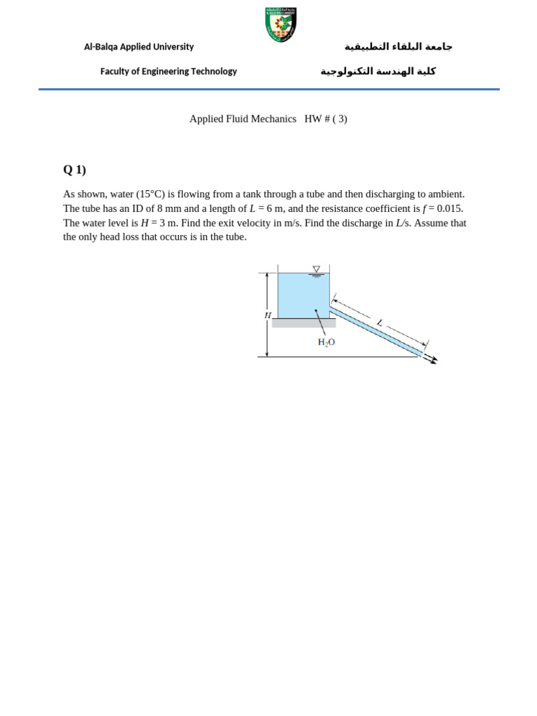 Applied Fluid Mechanics HW # 3 | PDF | Science & Mathematics
