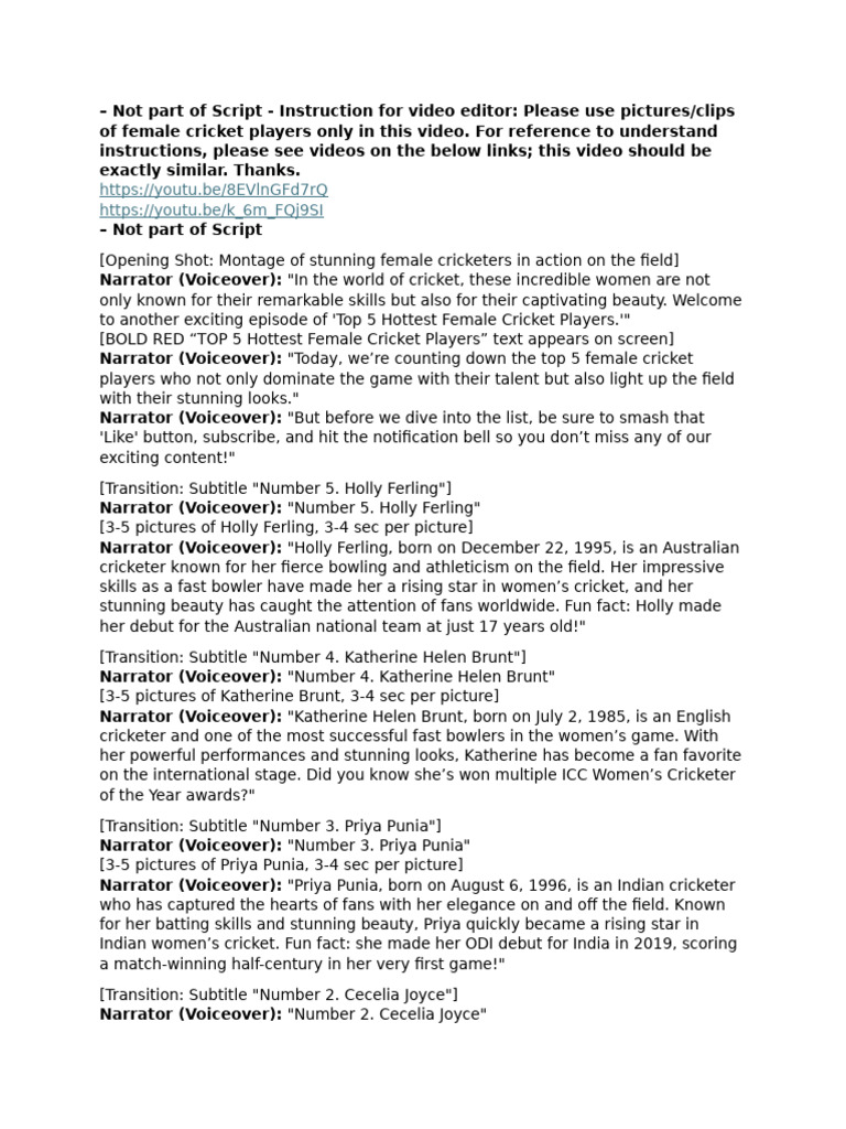 Script cricket | PDF | Sports | Athletic Sports