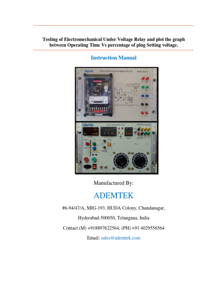 UNDER VOLTAGE RELAY TEST KIT-7 | PDF | Relay | Electrical Connector