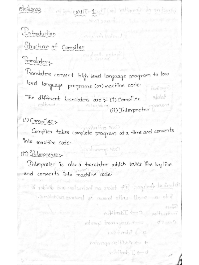CD Notes 1234 Compiler Design | PDF