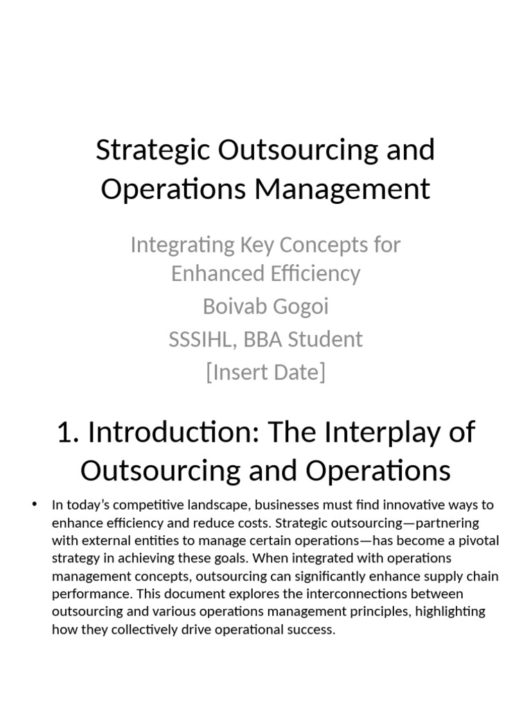 Strategic Outsourcing for Operational Efficiency | PDF | Lean ...