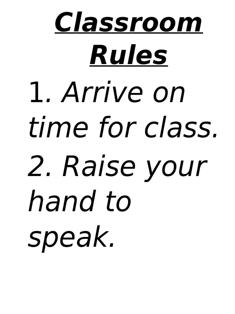Classroom Rules | PDF | Language Arts & Discipline
