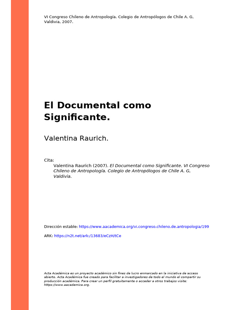 El Documental Como Significante - Valentina Raurich (2007) | PDF | Documental | Perspectiva ...
