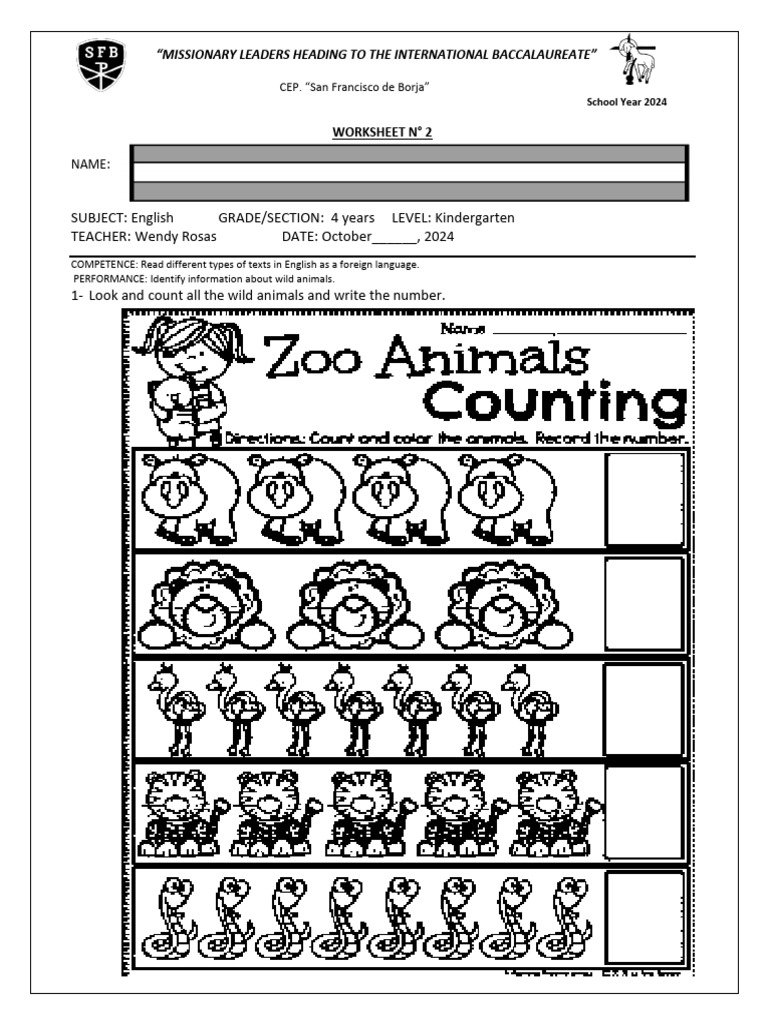 Worksheet 2 - Count and Write The Number | PDF
