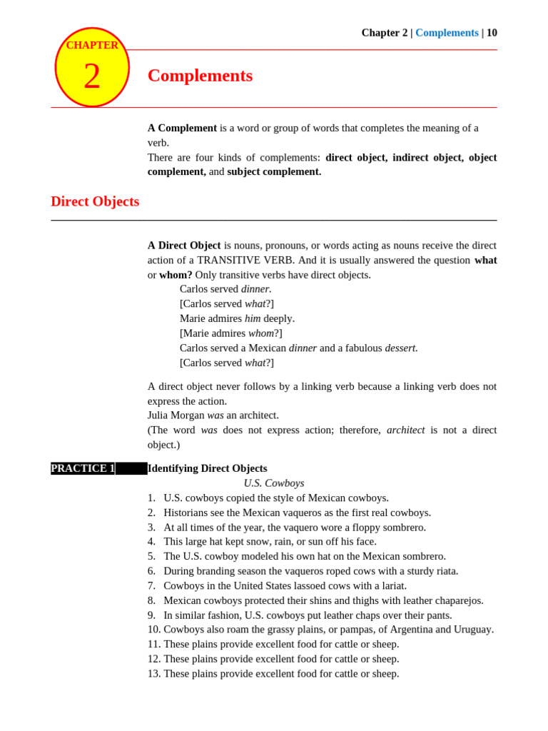 2.Complement | PDF | Verb | Subject (Grammar)