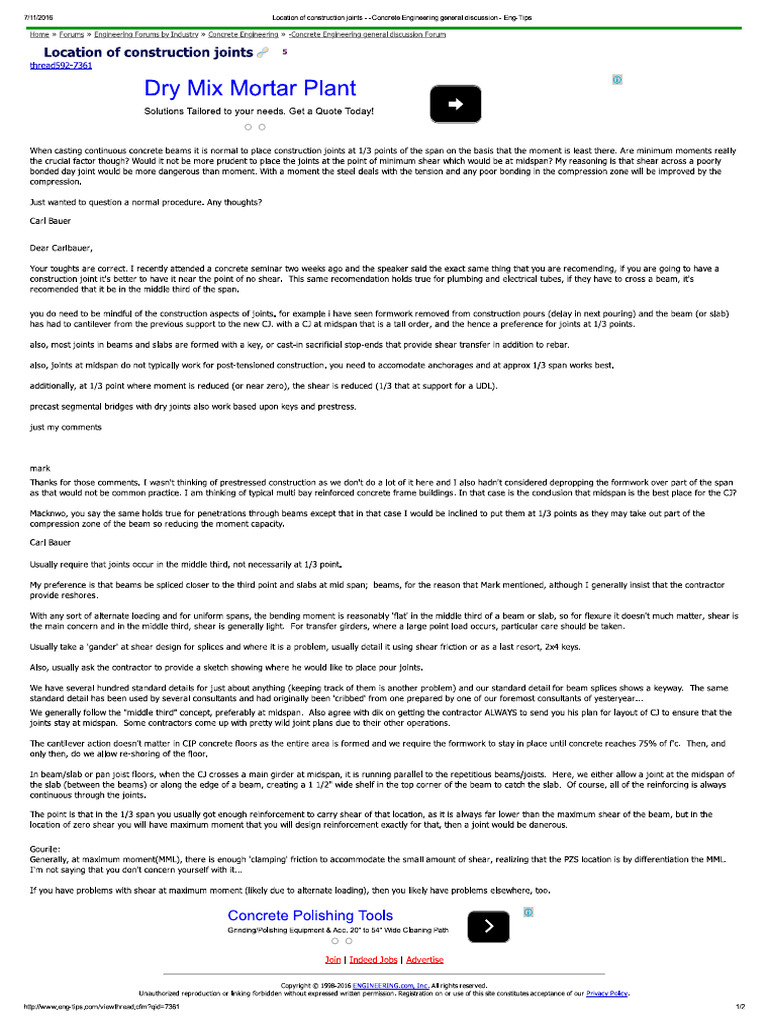 Location of Construction Joints - Conc.. | PDF