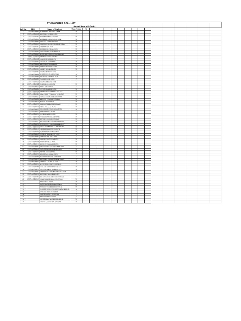 SY Comp List 2024-25 | PDF