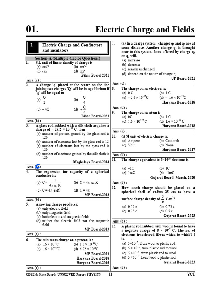 CH 1 | PDF | Electric Field | Electric Charge