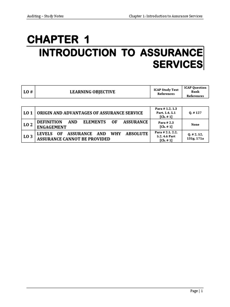 Chapter 1 Assurance Services CAF 08 (CA) | PDF | Audit | Financial Audit