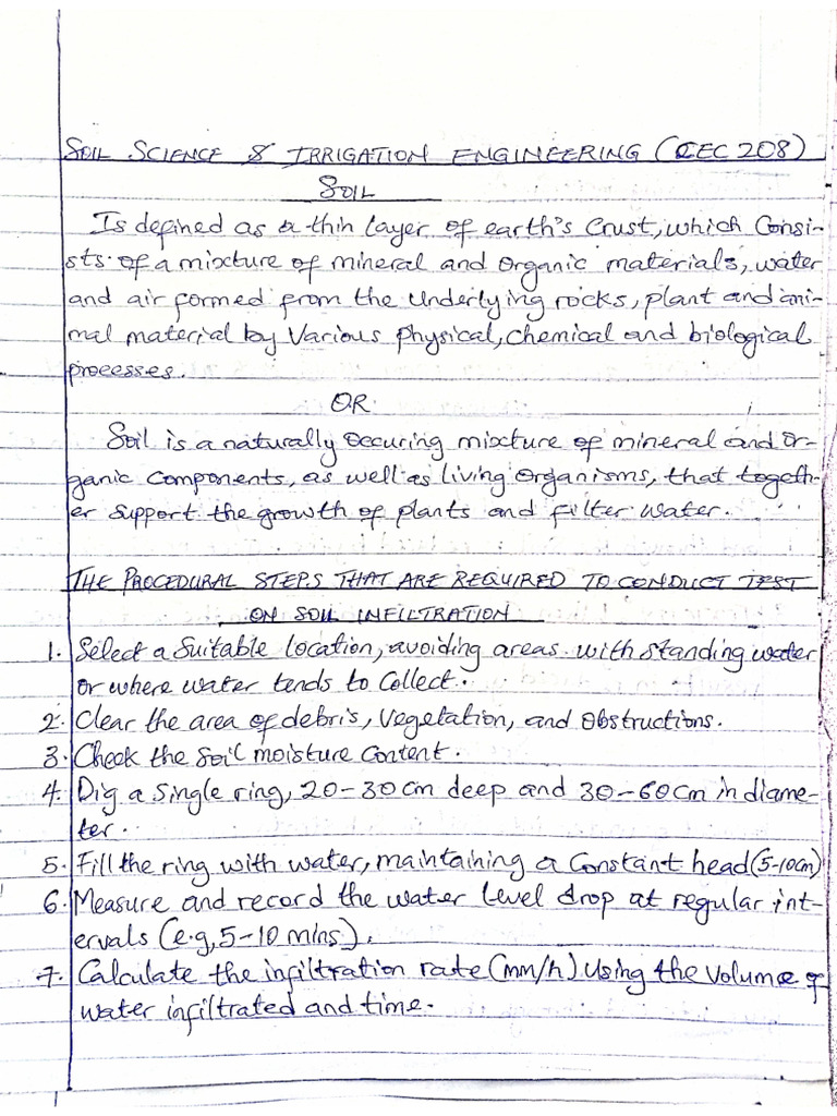 Soil Science and Irrigation Engineering (CEC 208) | PDF