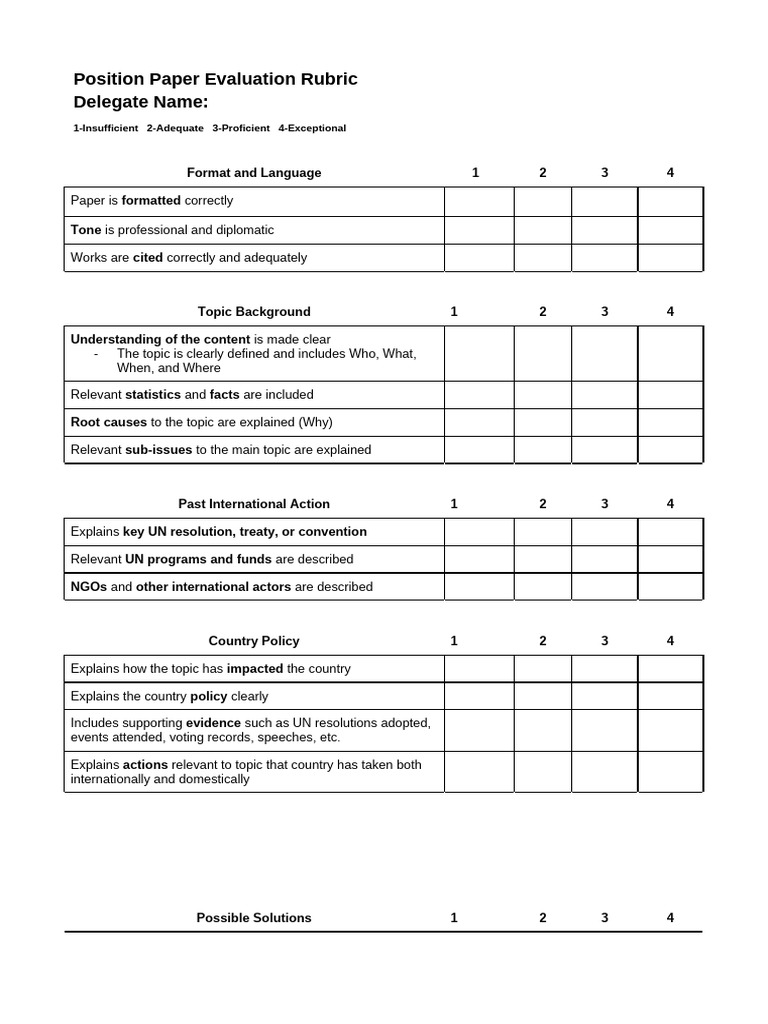 Position Paper Rubric | PDF