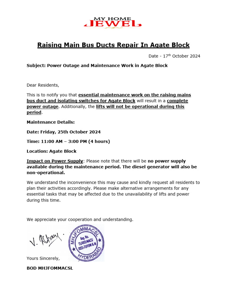 Power Outage and Maintenance Work in Agate Block | PDF | Home & Garden ...