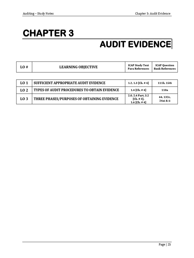 Chapter 3 Audit Evidence CAF 8 Audit and assurance engagement | PDF | Audit | Internal Control