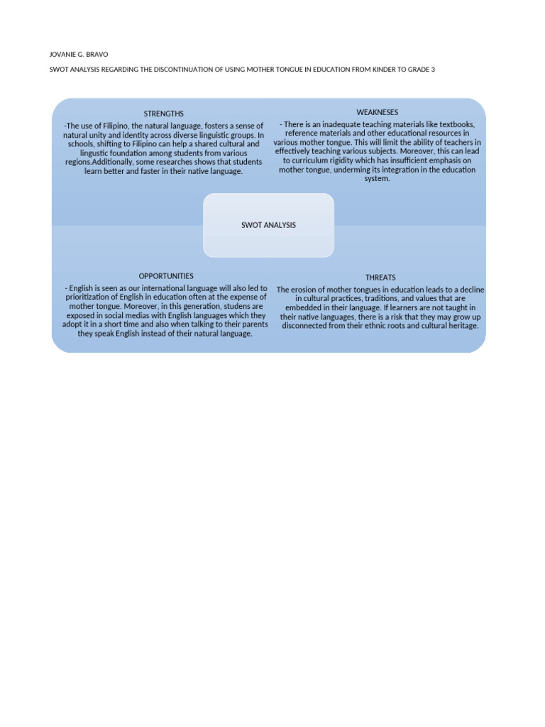Swot Analysis in Education | PDF