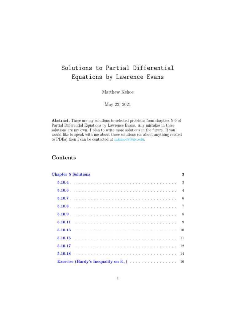 Evans PDE Chapters 5 Through 9 | PDF | Partial Differential Equation | Differential Equations
