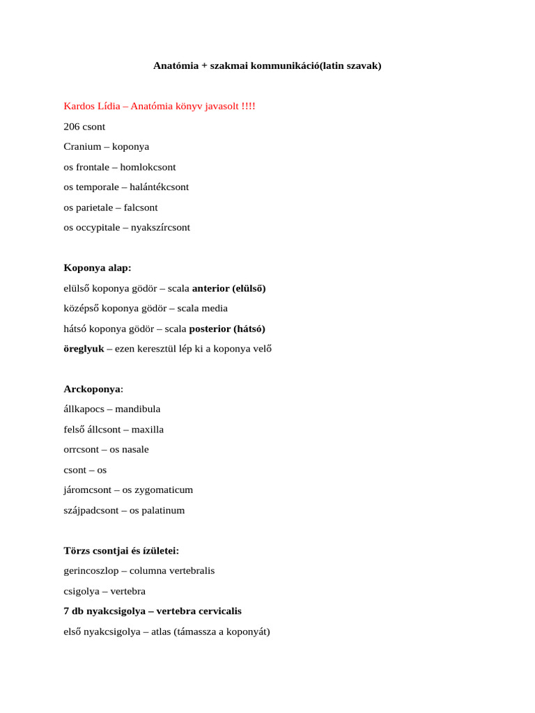 Anatómia | PDF