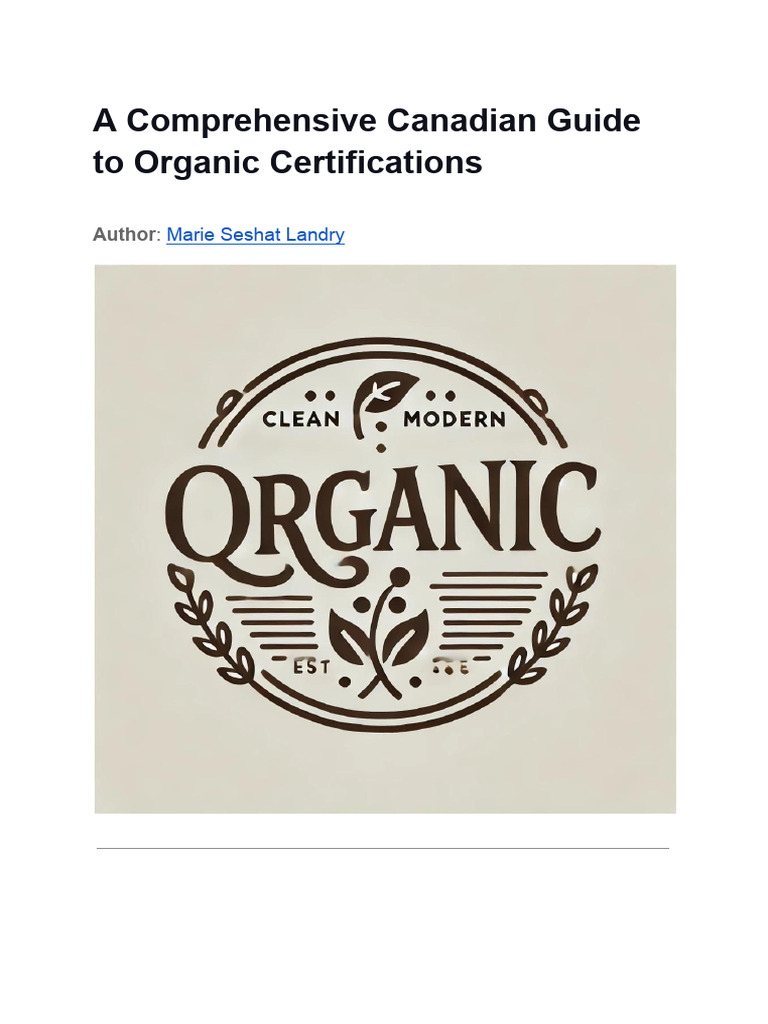 A Comprehensive Canadian Guide to Organic Certifications | PDF | Organic Farming | Agriculture