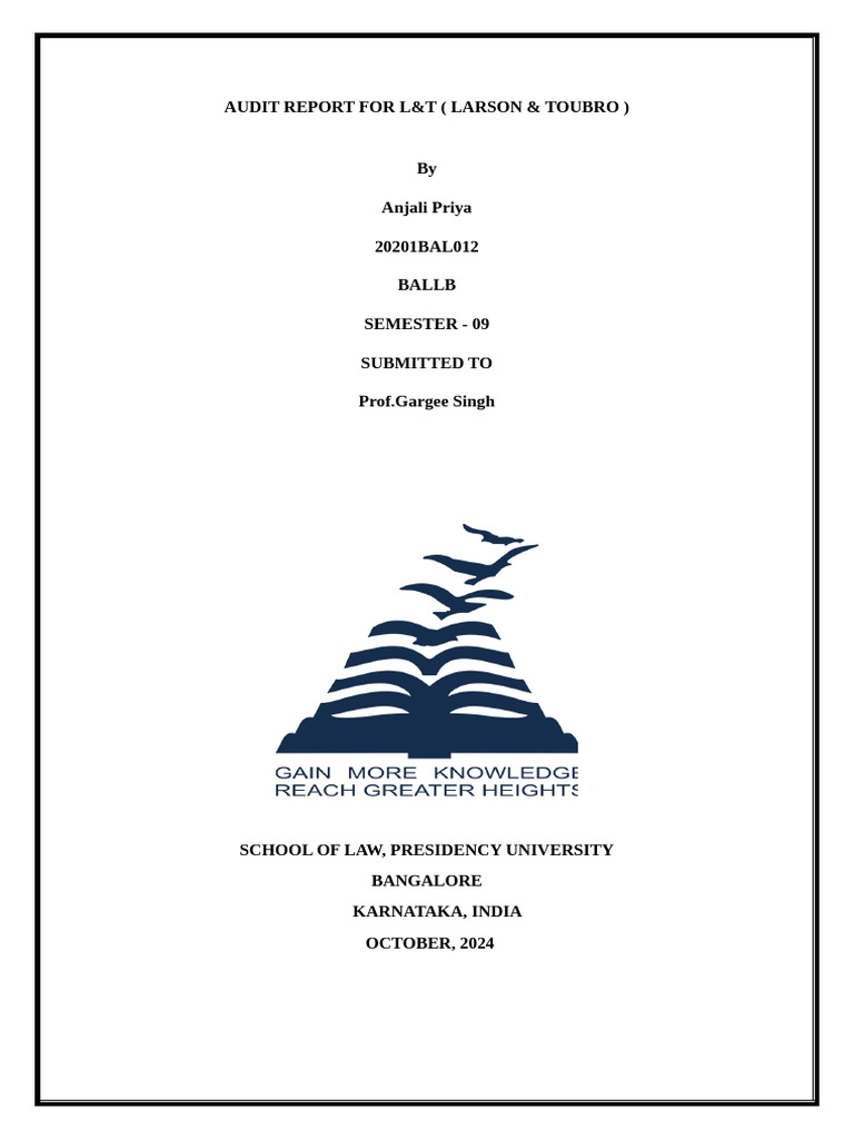 L&T Audit Report Overview | PDF | Audit | Financial Statement