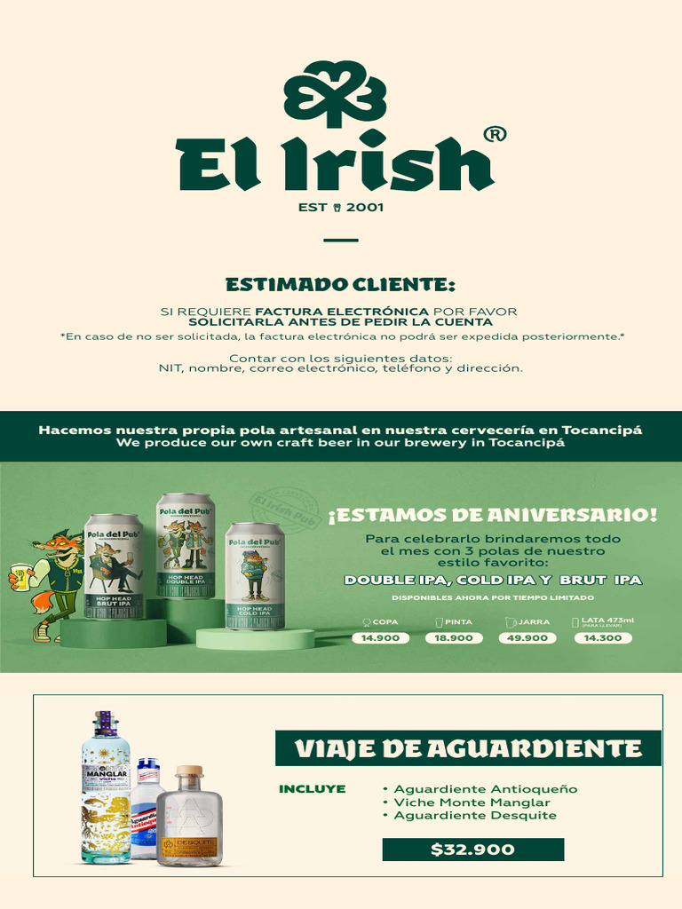 Menú1 ZonaT Candelaria Usaquen | PDF | Cerveza inglesa | pesto