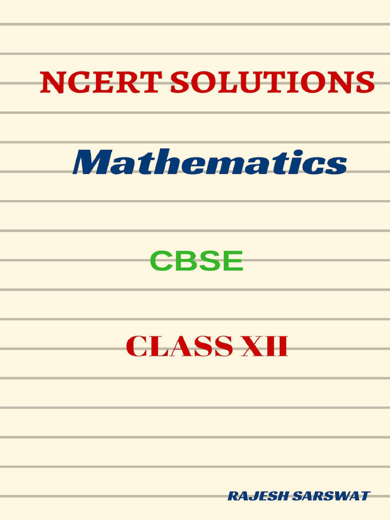 NCERT Solutions Class XII Mathematics | PDF | Function (Mathematics ... NCERT Solutions Class XII Mathematics | PDF | Function (Mathematics ...