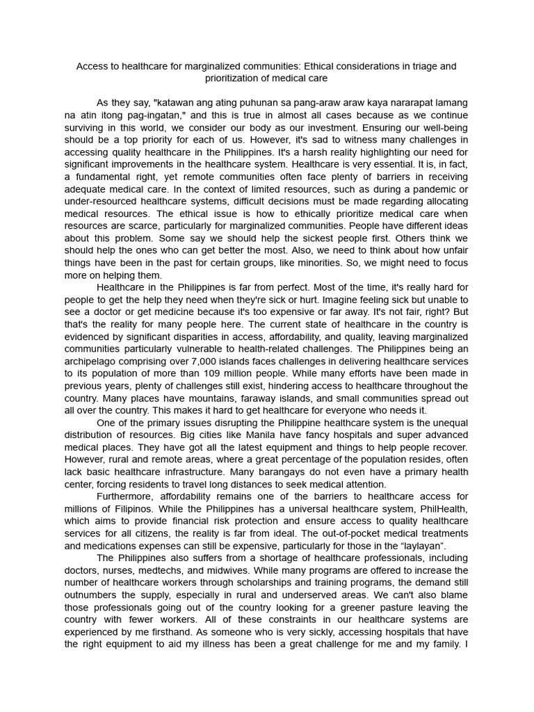 Access To Healthcare For Marginalized Communities: Ethical ...