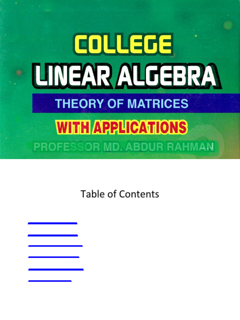 College Linear Algebra (Chapter 1 - 6) by MD - Abdur Rahman | PDF ...