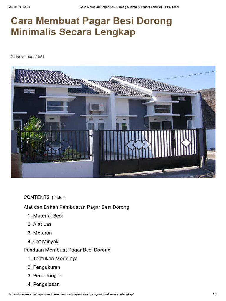 Cara Membuat Pagar Besi Dorong Minimalis Secara Lengkap | PDF | Griya ...