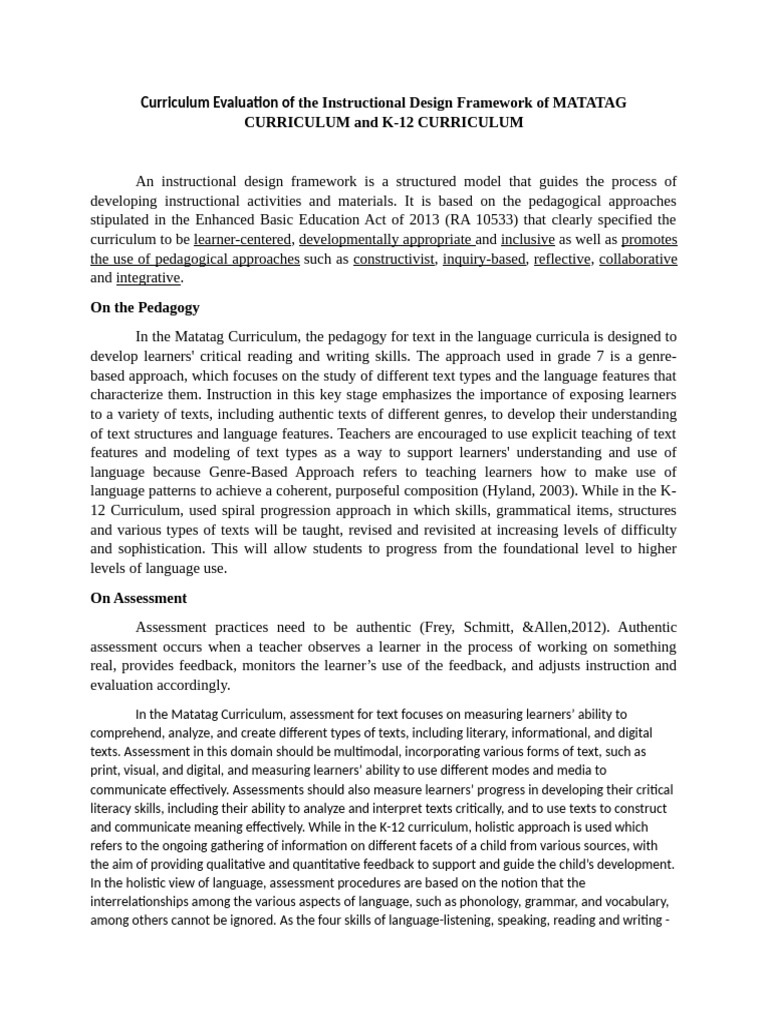 Instructional Design Framework 1 Pdf Curriculum Educational