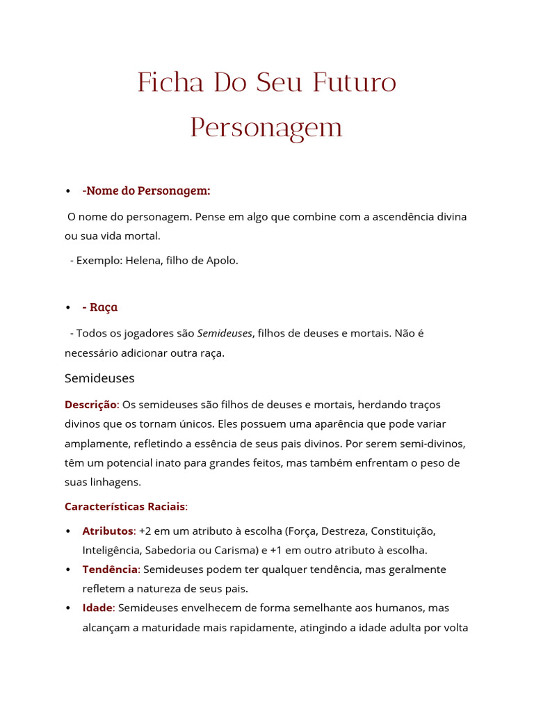 Ficha de Personagem - Shego | PDF | Mitologia grega | Sabedoria